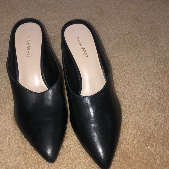Nine West | Shoes | Nine West New Black Leather Mulesslides Sz7m | Poshmark